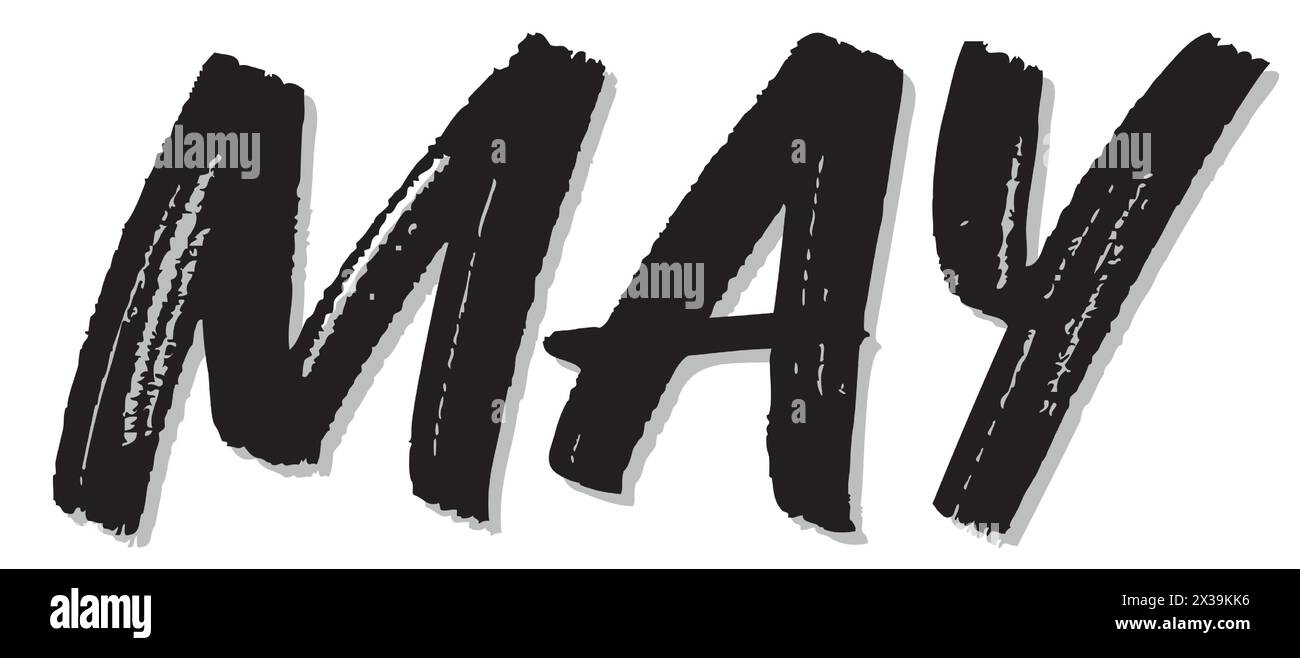 Black word of month 'MAY'. Vector illustration. Title of May with ...