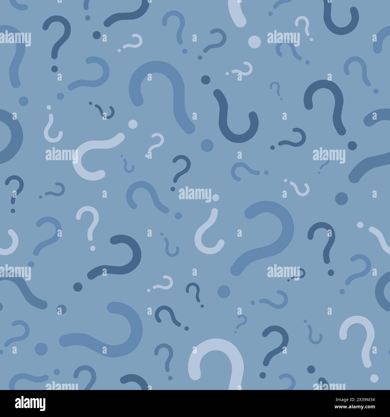 Question marks seamless pattern. Vector question background for online survey or quiz. Blue ...