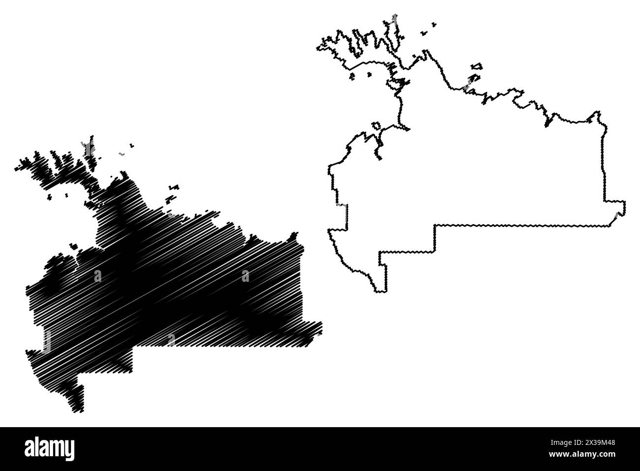West Arnhem Region (Commonwealth of Australia, Northern Territory, NT) map vector illustration ...