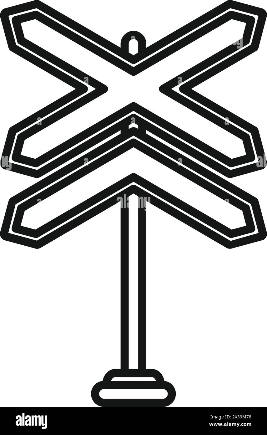 Crossing rail sign icon outline vector. Railway cross. Pillar side sign ...