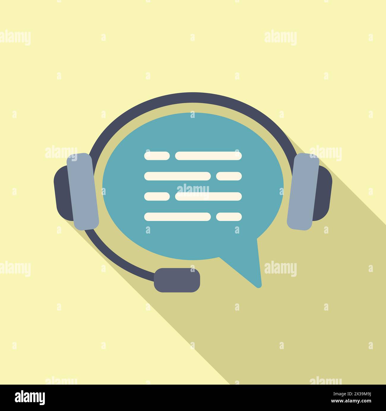 Headset support chat online icon flat vector. Contact help. Work speech ...