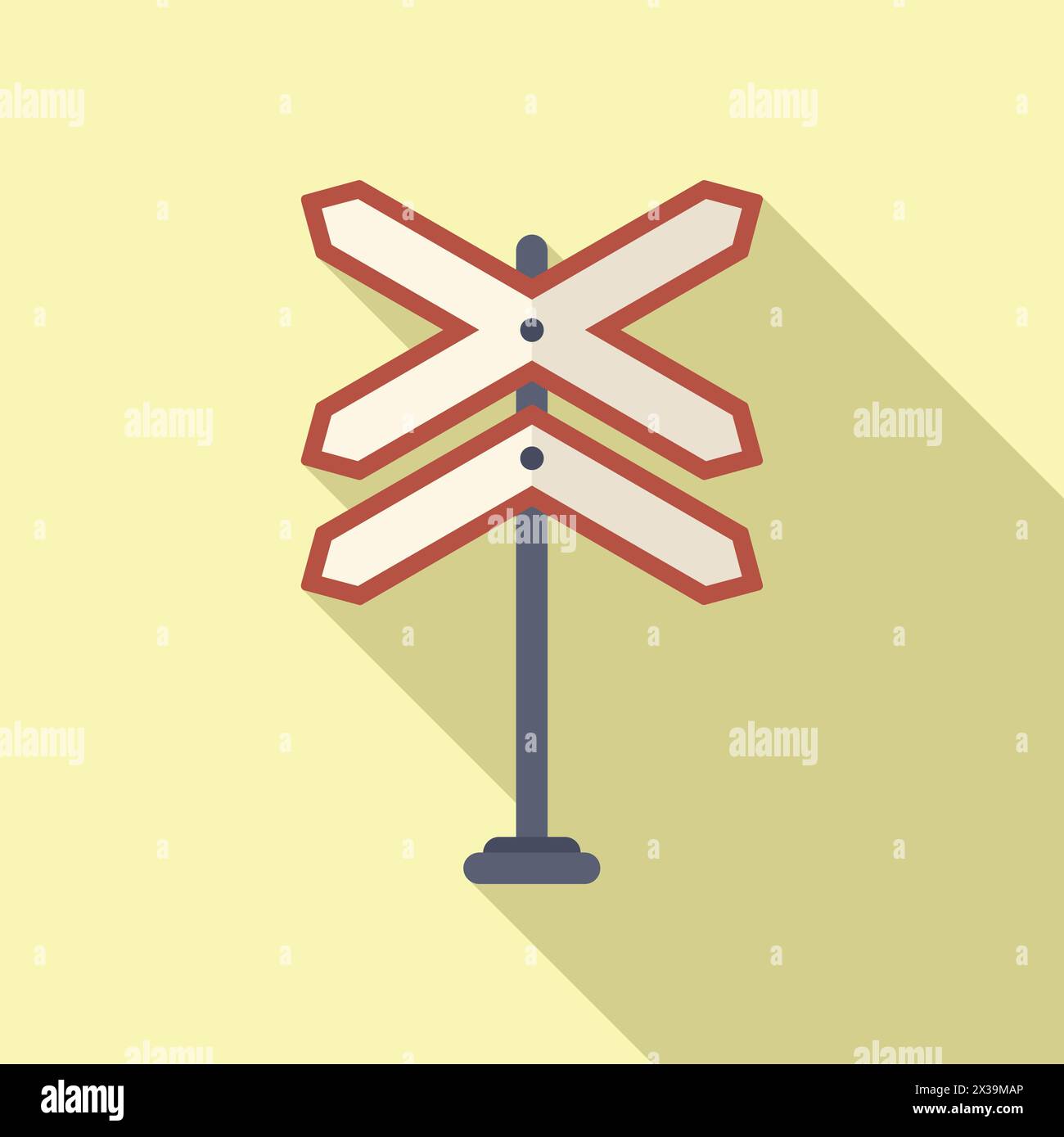 Crossing rail sign icon flat vector. Railway cross. Pillar side sign Stock Vector Image & Art ...