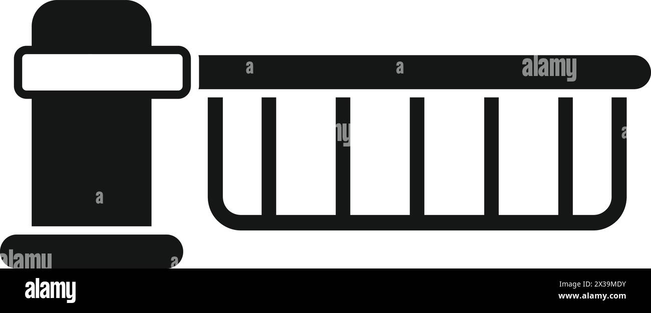 Metal railway crossing barrier icon simple vector. Control pass ...