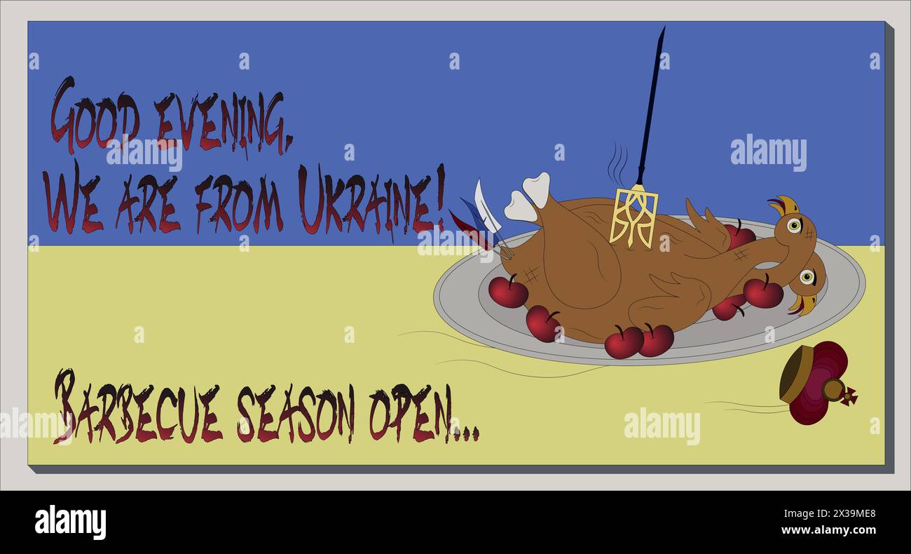Good evening.We are from Ukraine Barbecue season open,Ukrainian flag ...