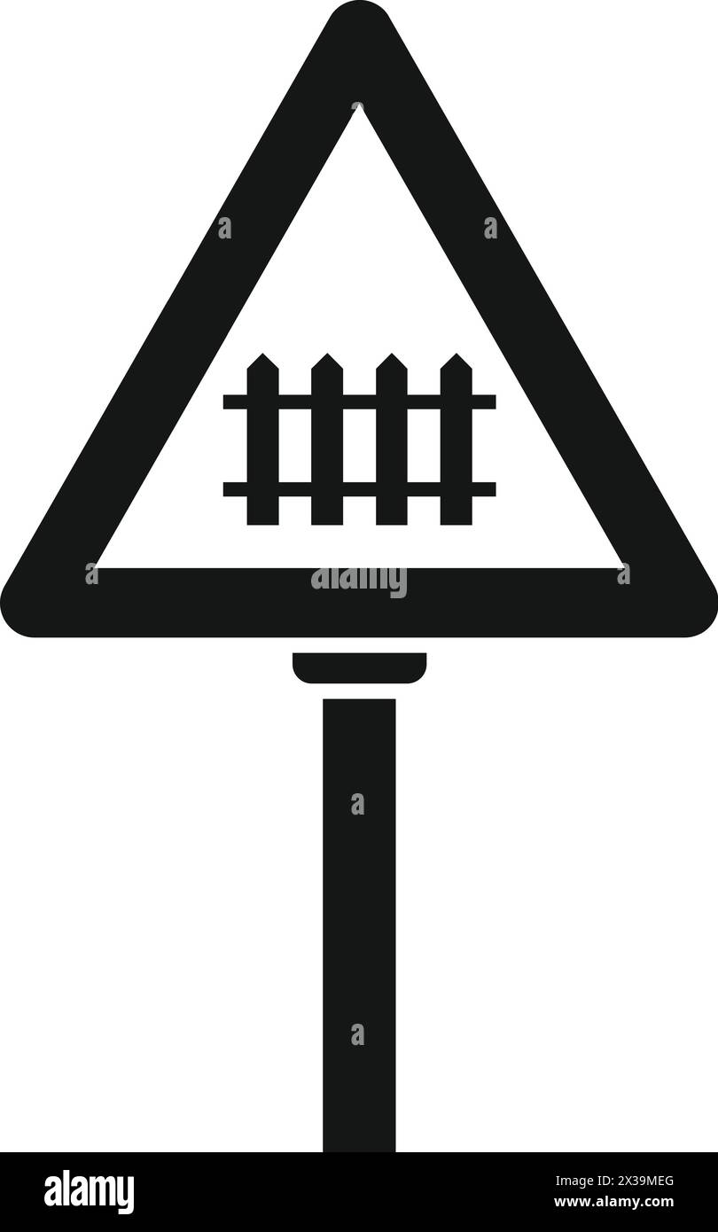 Railway crossing sign icon simple vector. Attention sign. Crossroad way ...