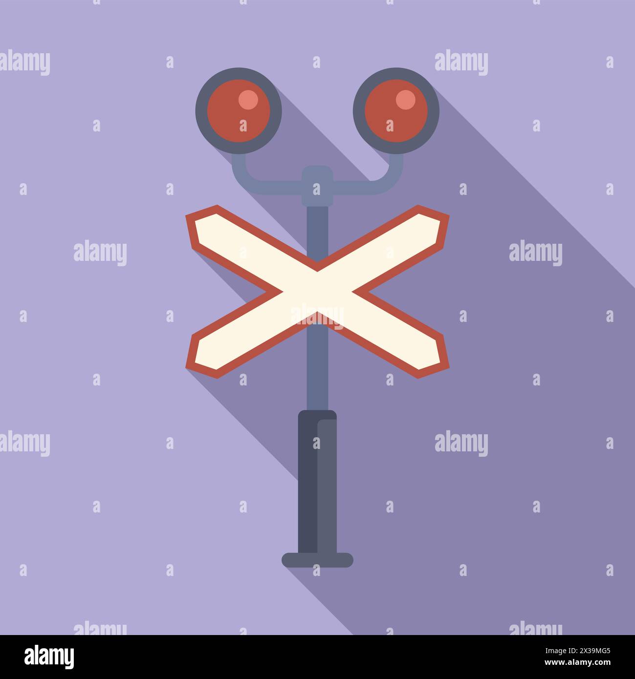 Traffic railroad light and sign icon flat vector. Transport caution ...