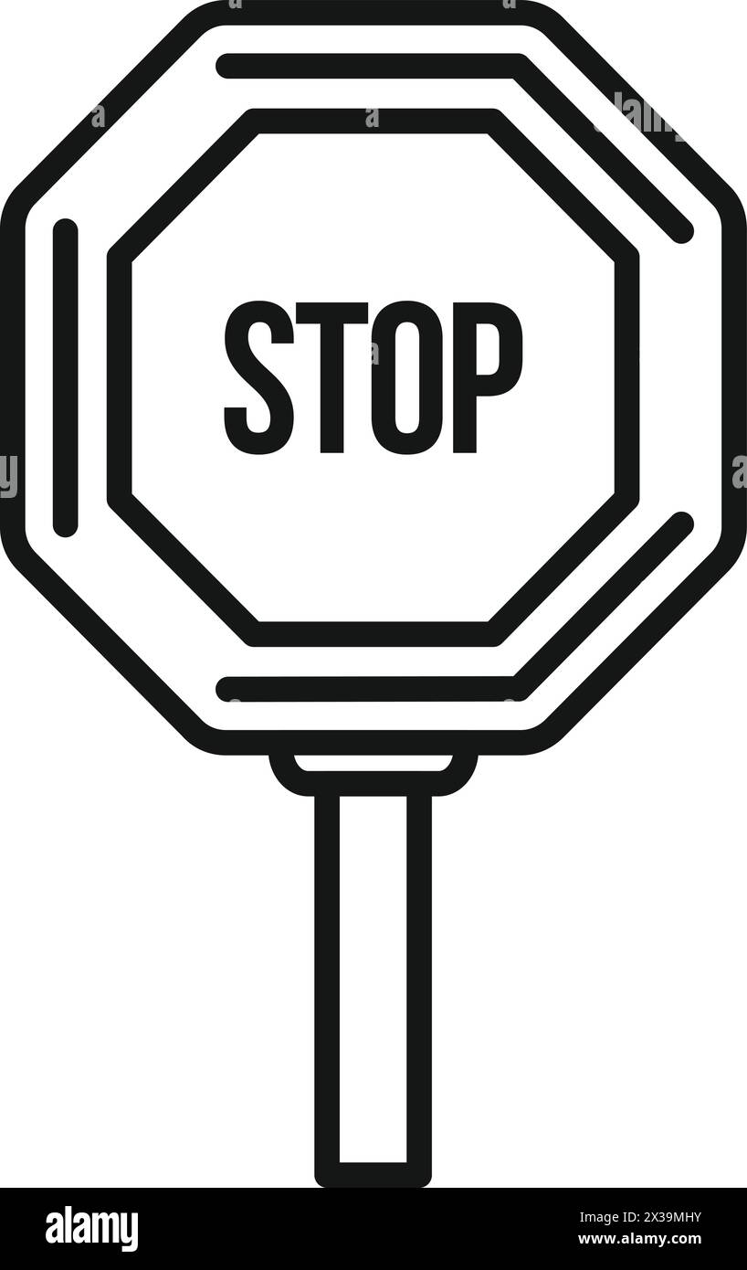 Stop road sign icon outline vector. Before railway crossing. Open ...