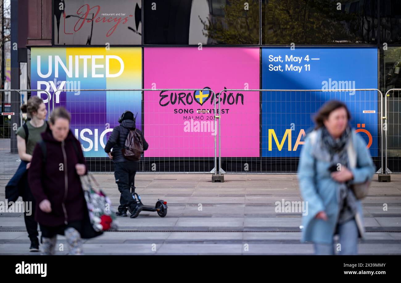 MALMÖ, SWEDEN 20240425Eurovision advertising outside Malmö Arena and ...