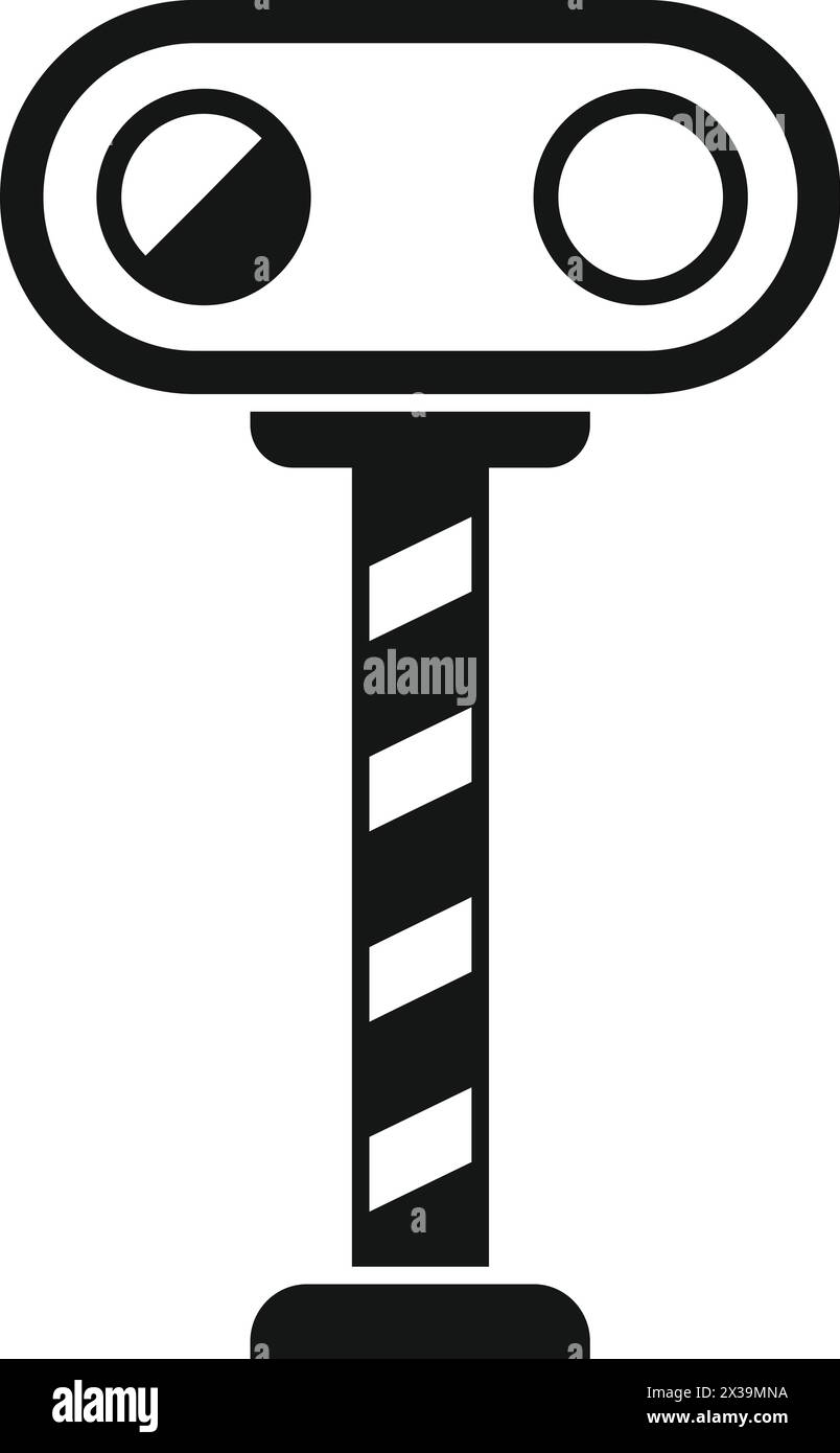 Crossing railway pillar traffic lights icon simple vector. Warning ...