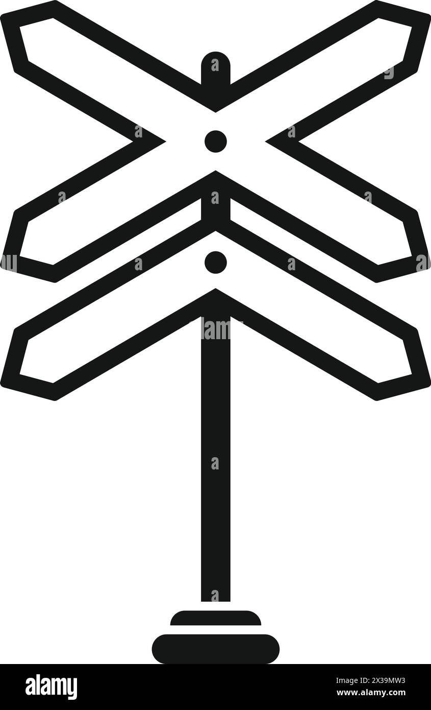 Crossing rail sign icon simple vector. Railway cross. Pillar side sign ...