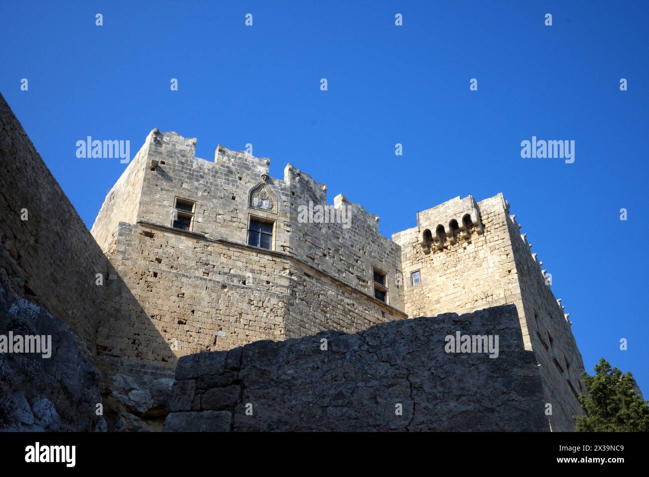 Ancient Buildings at the Acropolis in Lindos on the Island of Rhodes in ...