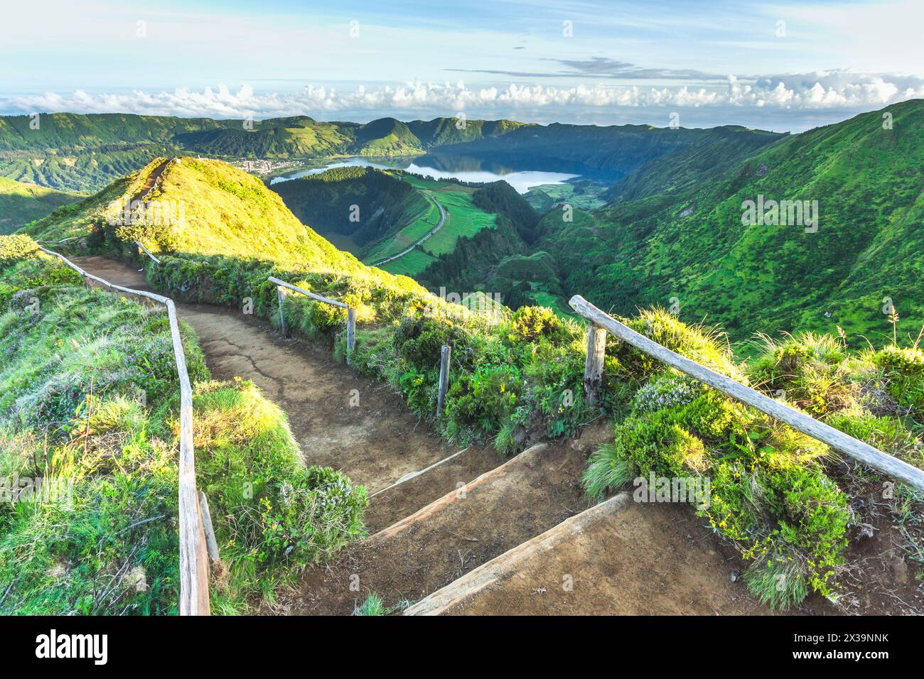 View of Sete Cidades near Miradouro da Grota do Inferno viewpoint, Sao ...