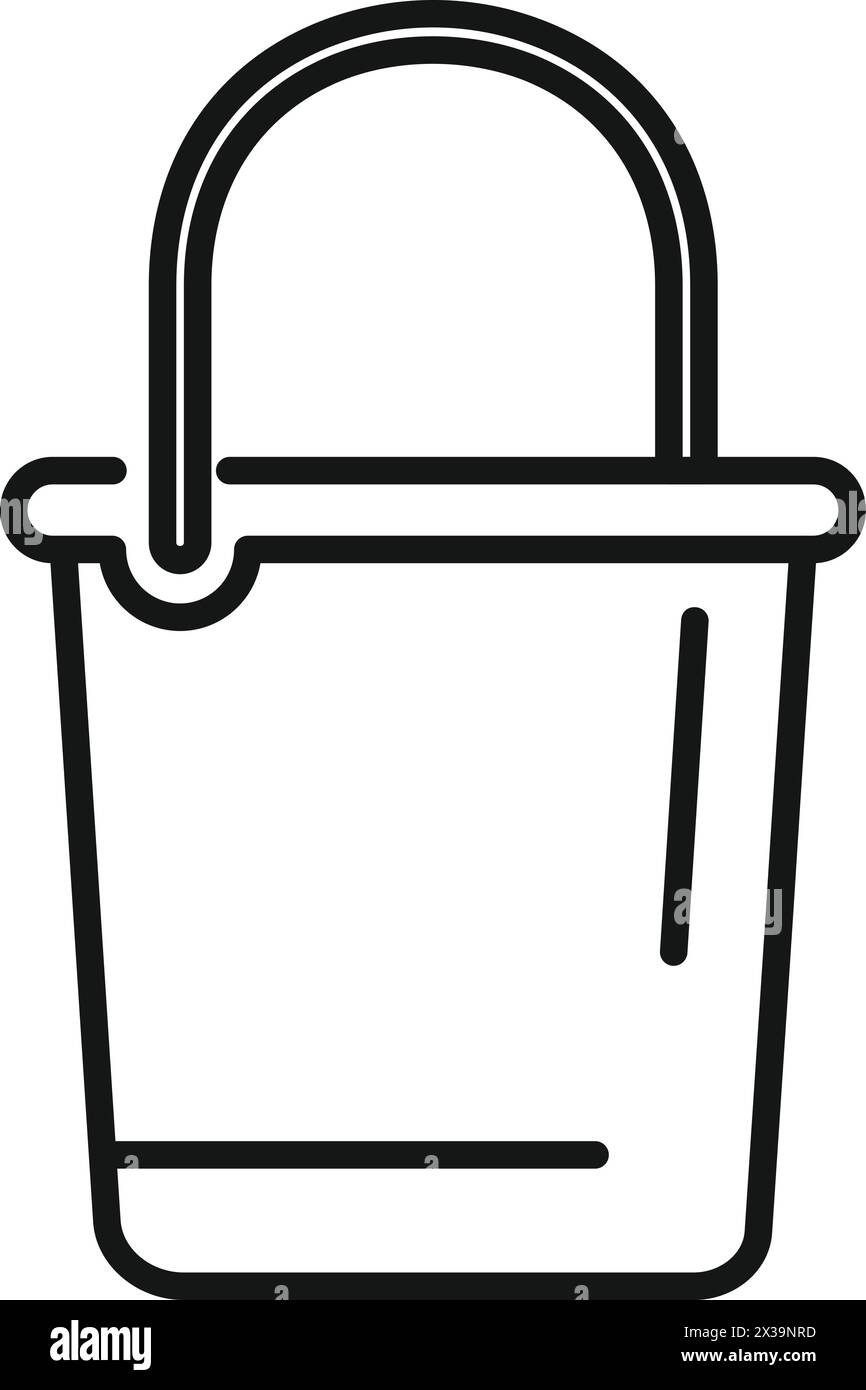 Washing bucket icon outline vector. Handle pot. Plastic empty can Stock ...
