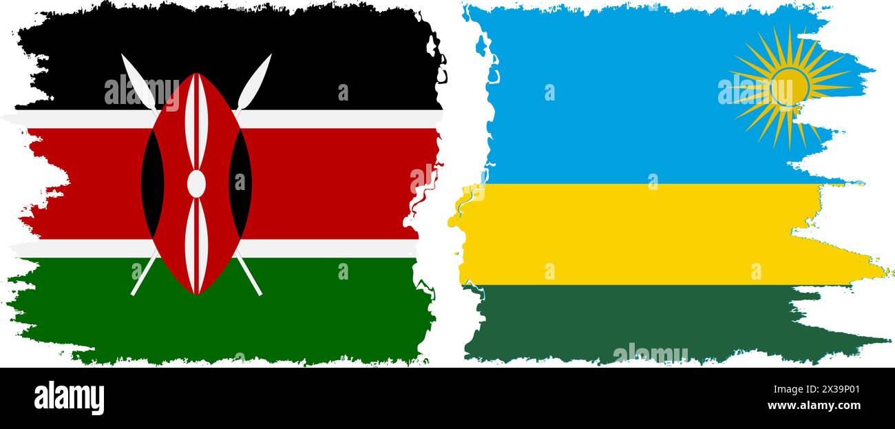 Rwandan and Kenya grunge flags connection, vector Stock Vector Image ...