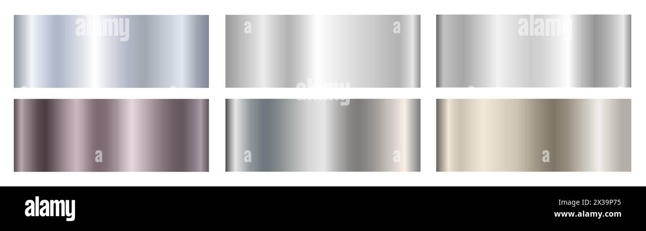 A set of silver metallic gradients on a white background Stock Vector ...