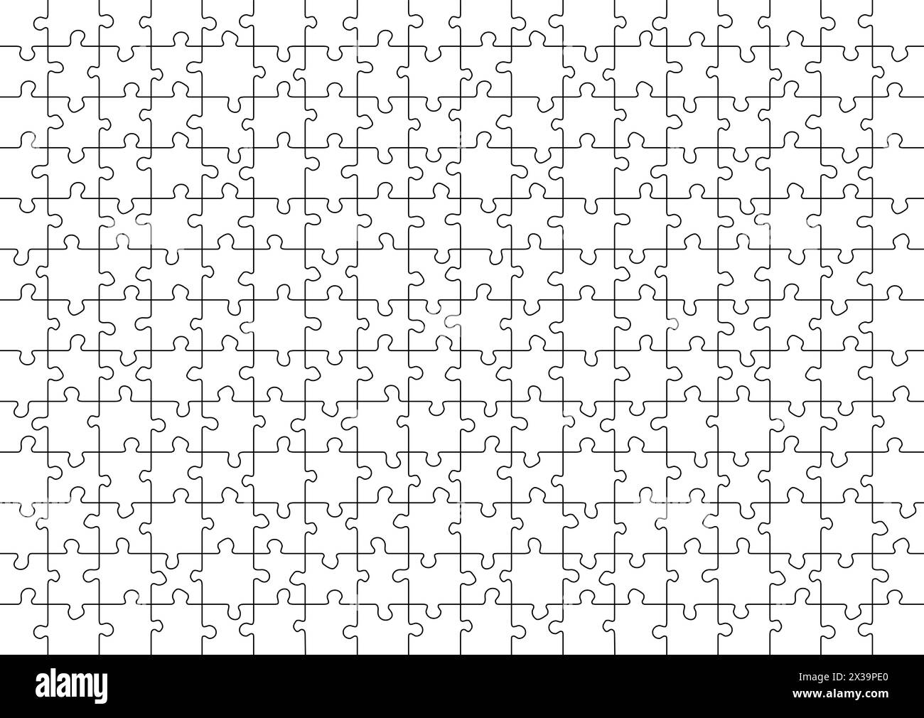 Jigsaw puzzle blank template. Cutting lines grid design for 200 pieces ...