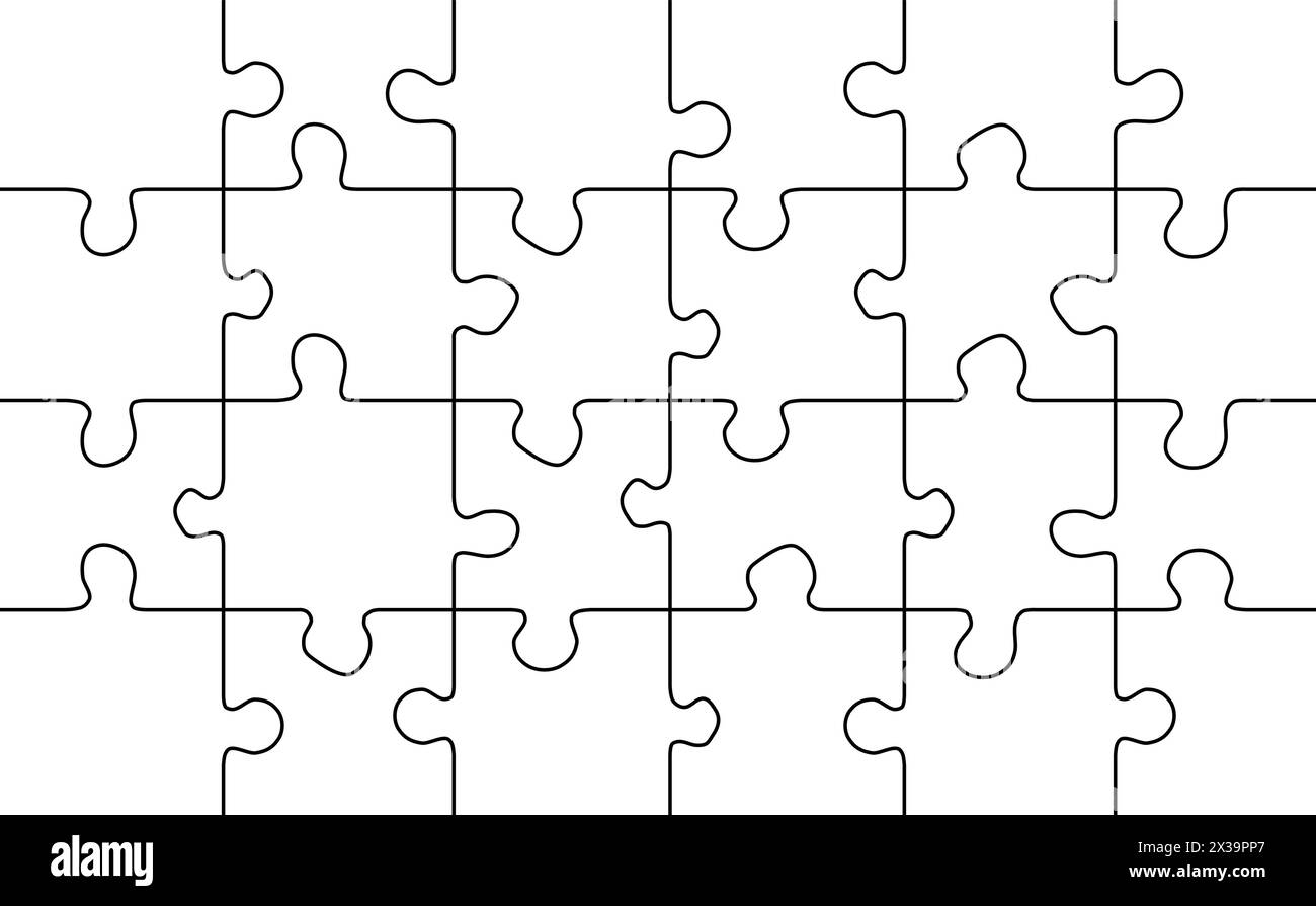 Jigsaw puzzle blank template. Cutting lines grid design for small ...