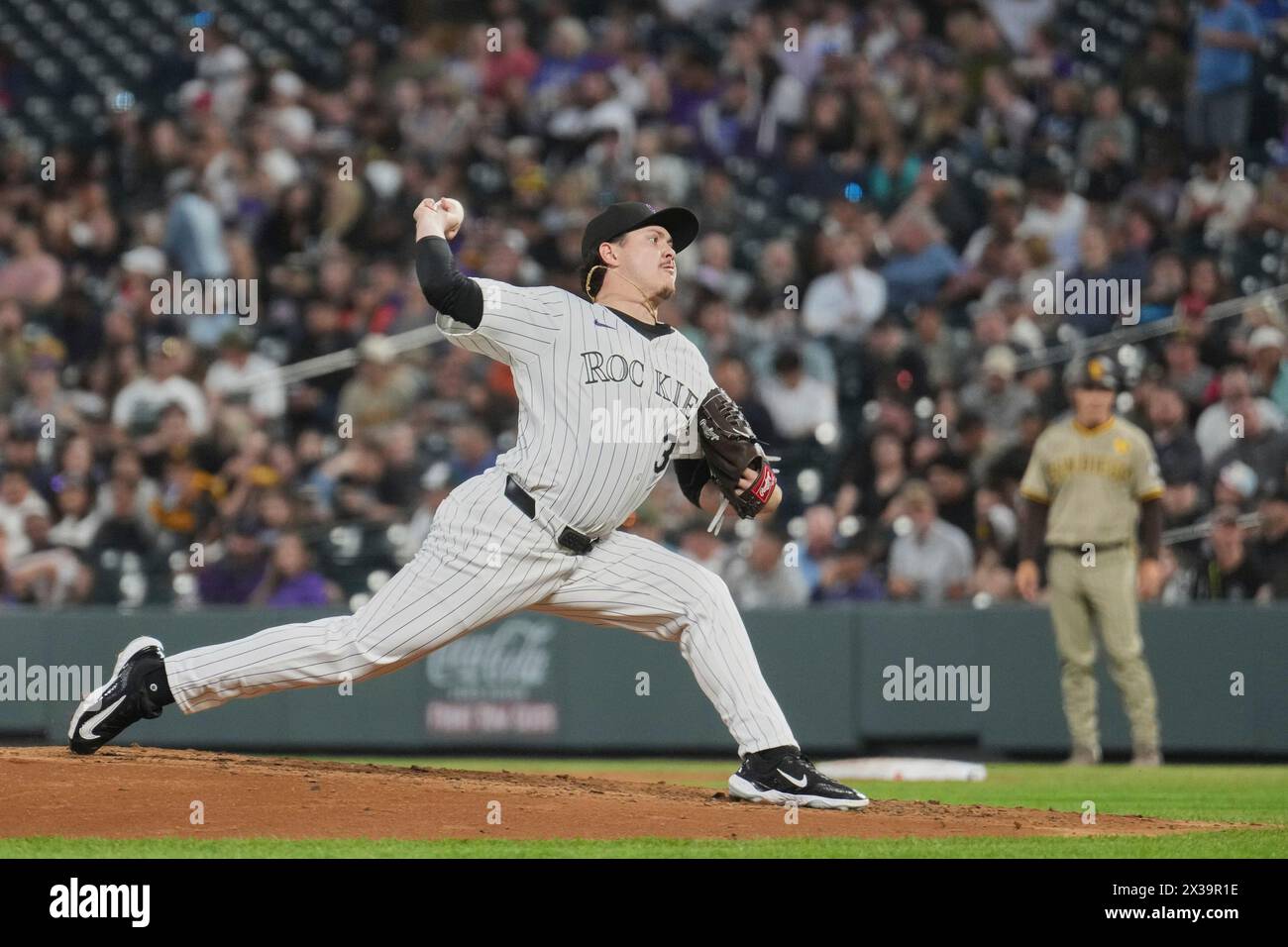 Denver CO, USA. 24th Apr, 2024. Colorado pitcher Victor Vodnik (38 ...