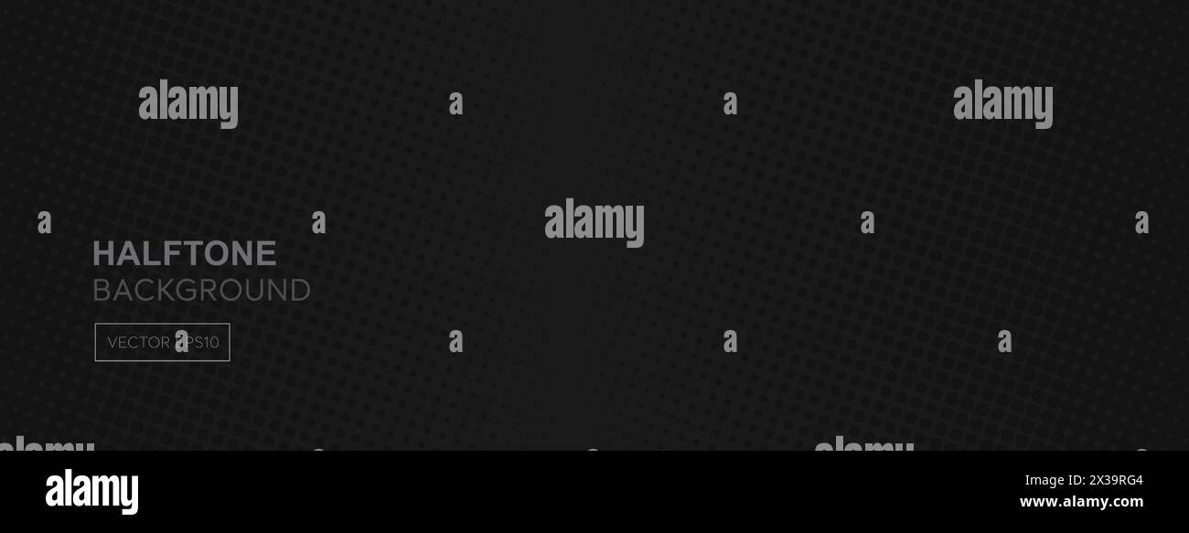 Simple dark black banner background with dot texture halftone style ...