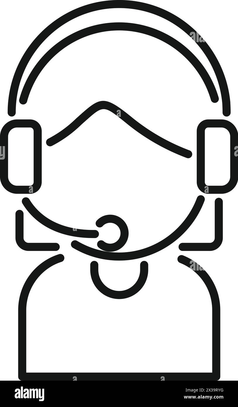 Female call center worker icon outline vector. Online help. Social ...