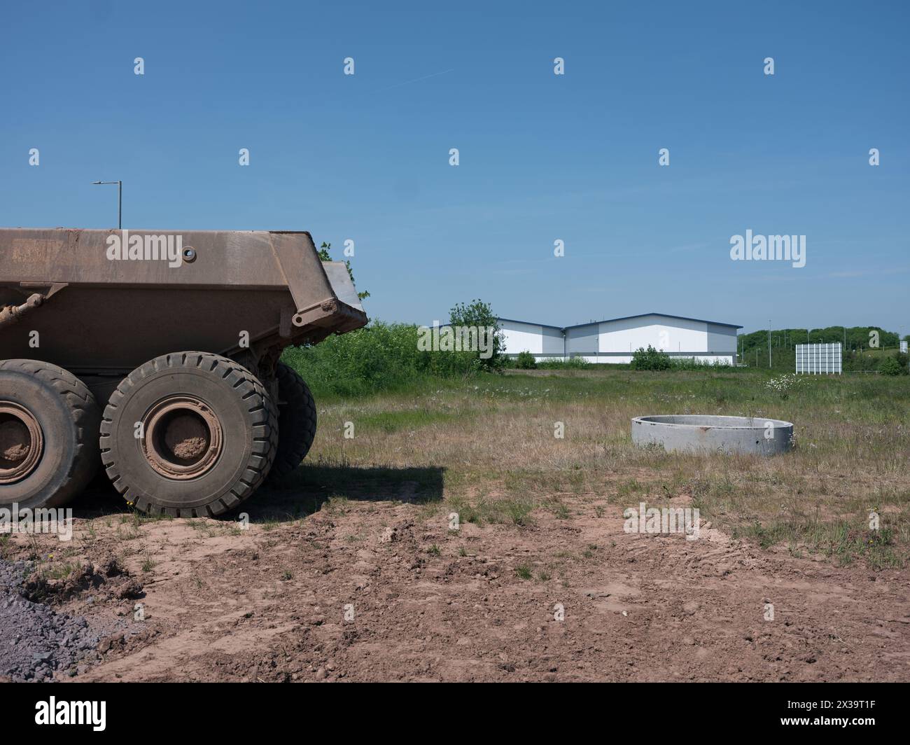 New industrial development site with rear of dumper truck in view Stock ...