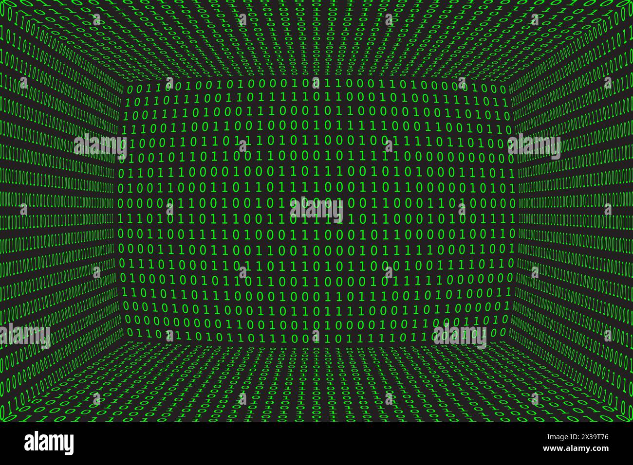 Program Datum 3d Background Green Programming Binary Coding Matrix Vector Illustrations Stock