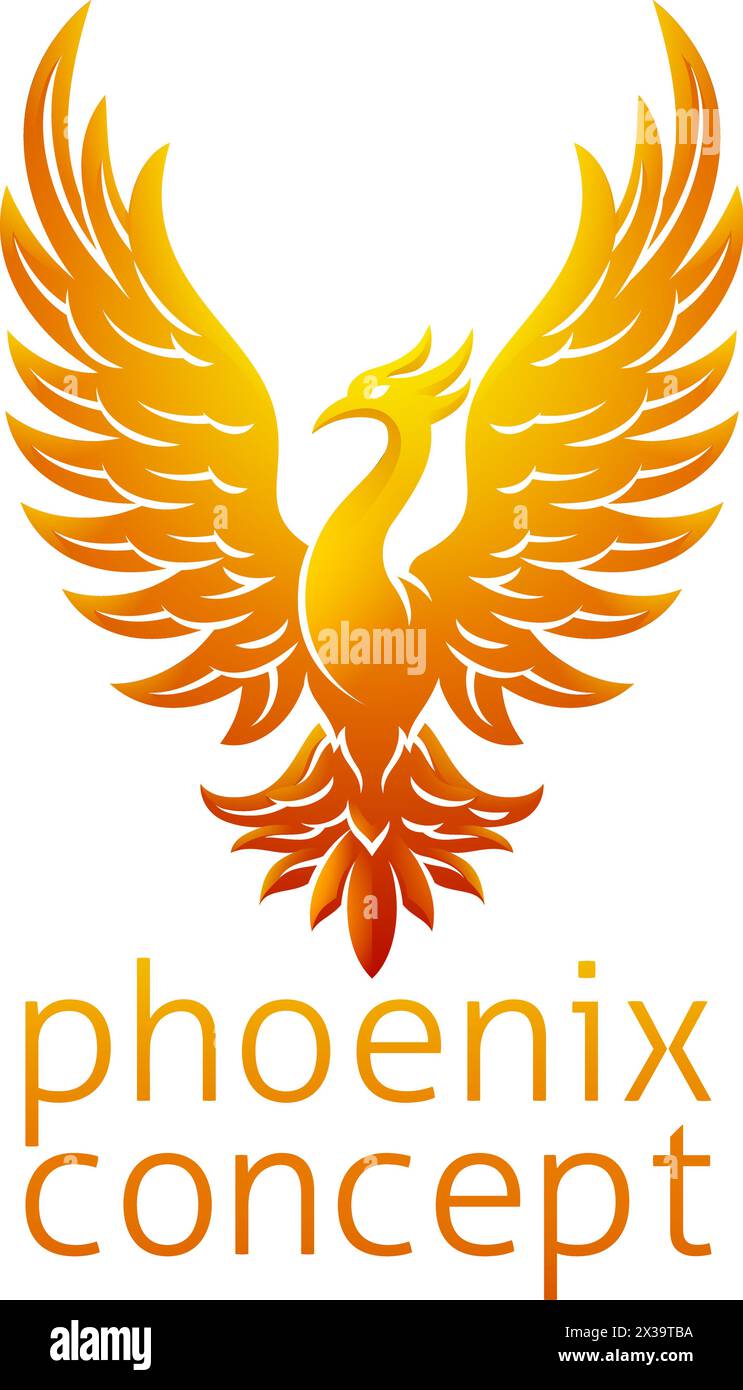 Phoenix Fire Bird Rising Wings Spread Eagle Stock Vector Image And Art