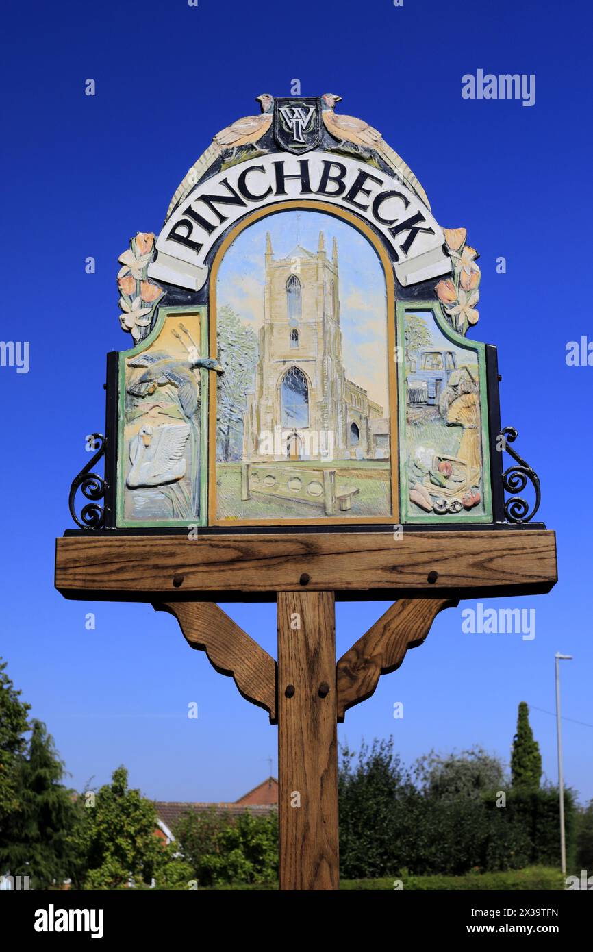 Pinchbeck town sign; Lincolnshire County; England; UK Stock Photo - Alamy