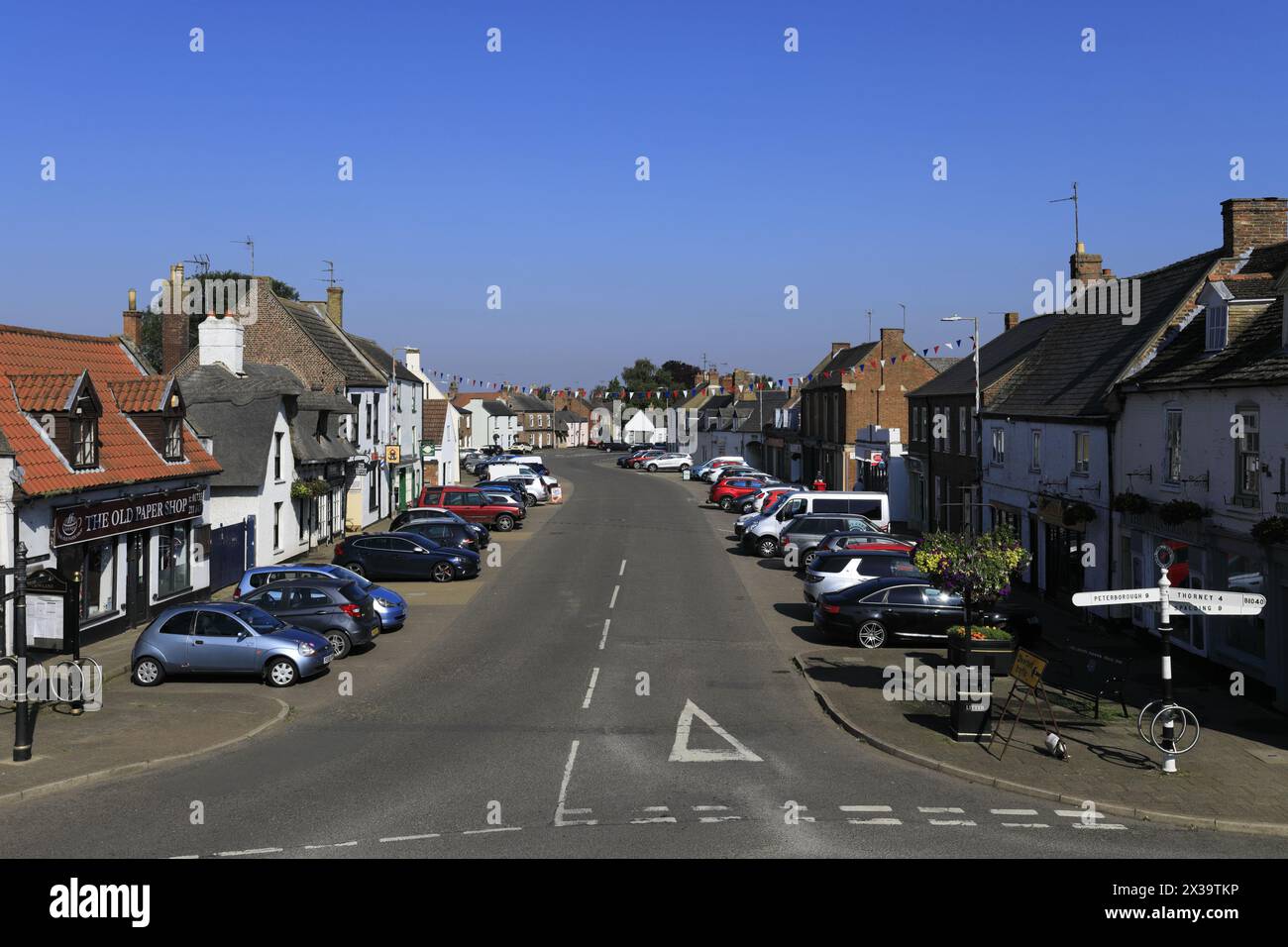 View over the town of Crowland from the Trinity Bridge, Lincolnshire ...