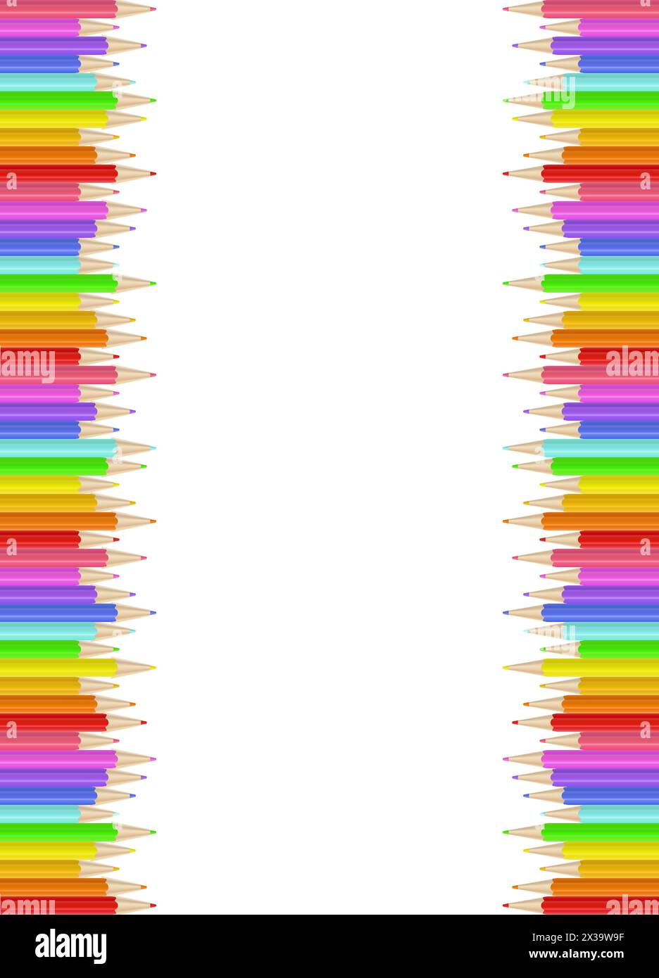 Realistic pencils border. Drawing crayons in a line Stock Vector Image ...
