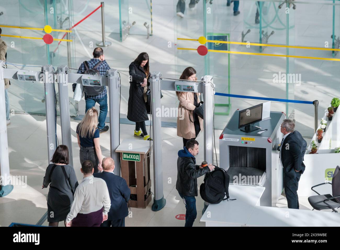 Moscow - April 10, 2024: Conference visitors including men and women of ...