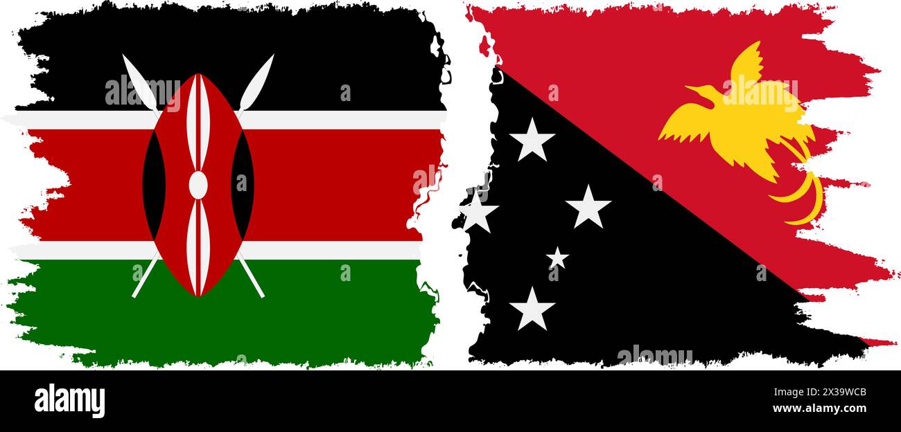 Papua New Guinea and Kenya grunge flags connection, vector Stock Vector ...