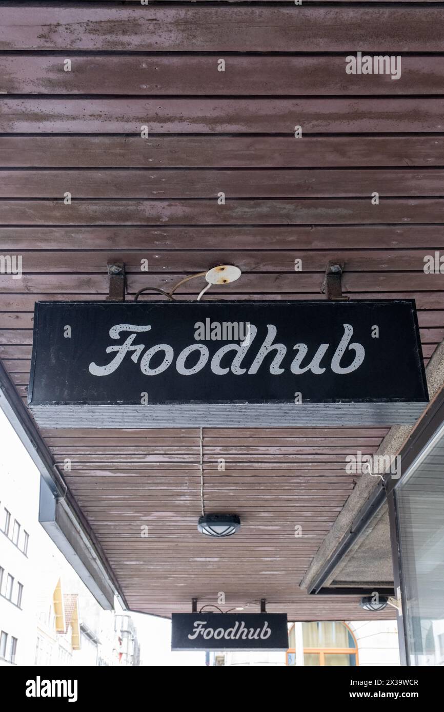 Food Hub sign Stock Photo - Alamy