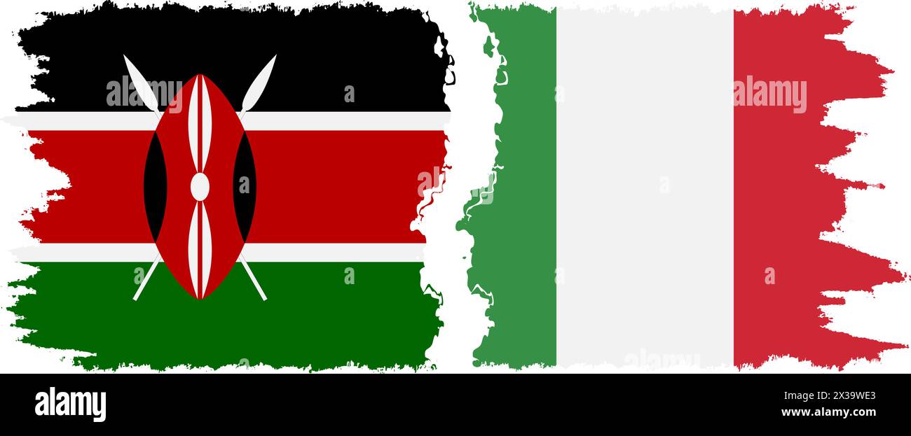 Italy and Kenya grunge flags connection, vector Stock Vector Image ...
