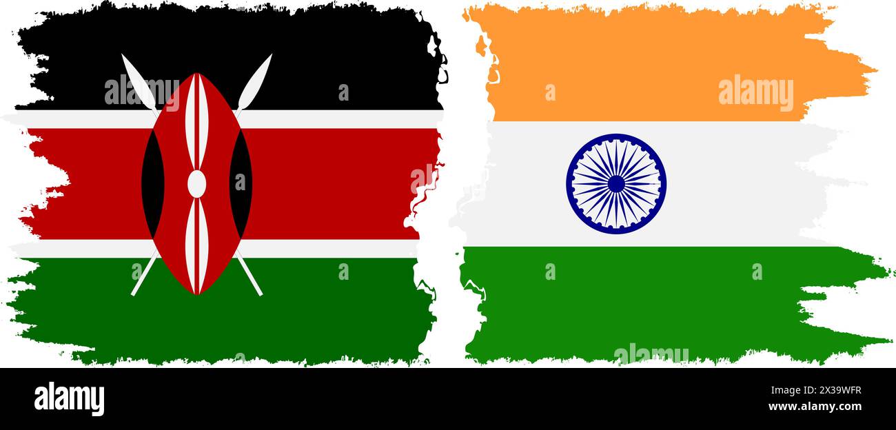 India and Kenya grunge flags connection, vector Stock Vector Image ...