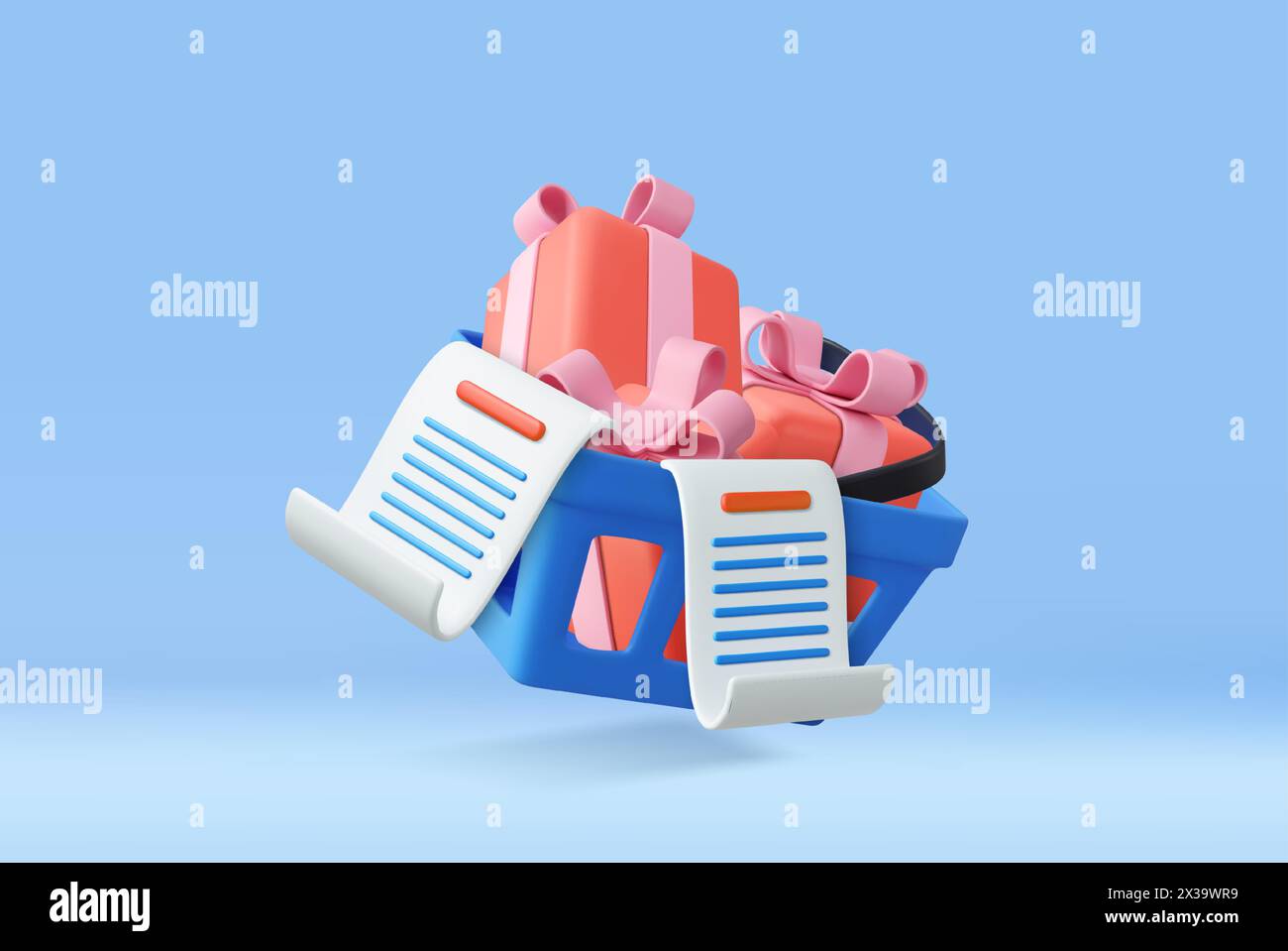 3d shopping cart and gift boxes inside. concept of online shopping ...