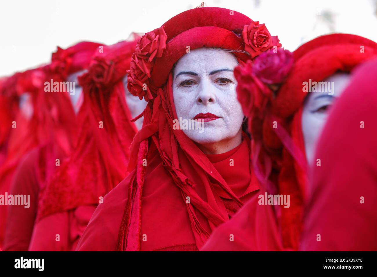 Members of the Red Rebel Brigade take part in a 'funeral for nature ...
