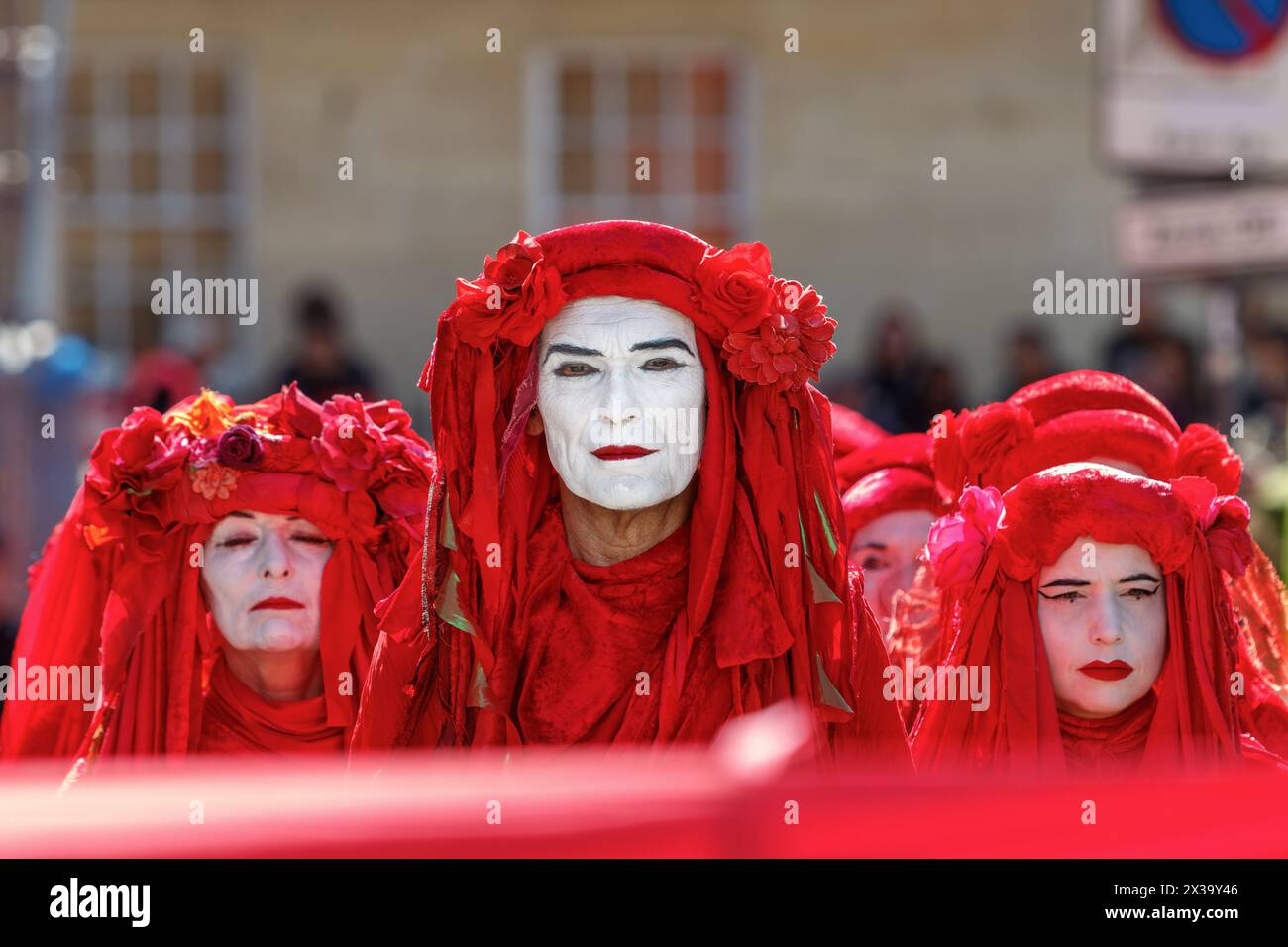 Members of the Red Rebel Brigade take part in a 'funeral for nature ...