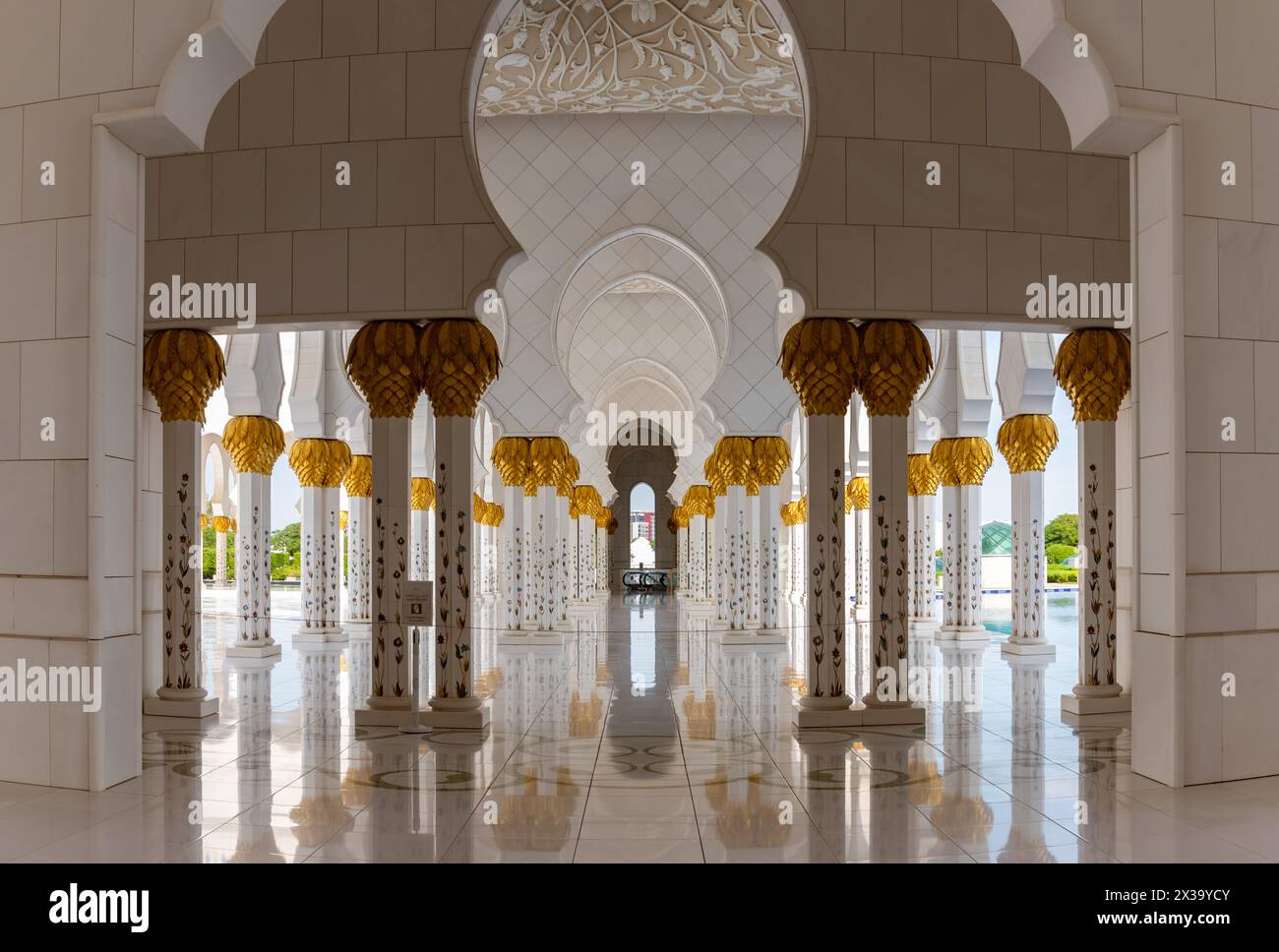 A picture of the arcades of the Sheikh Zayed Grand Mosque Stock Photo ...