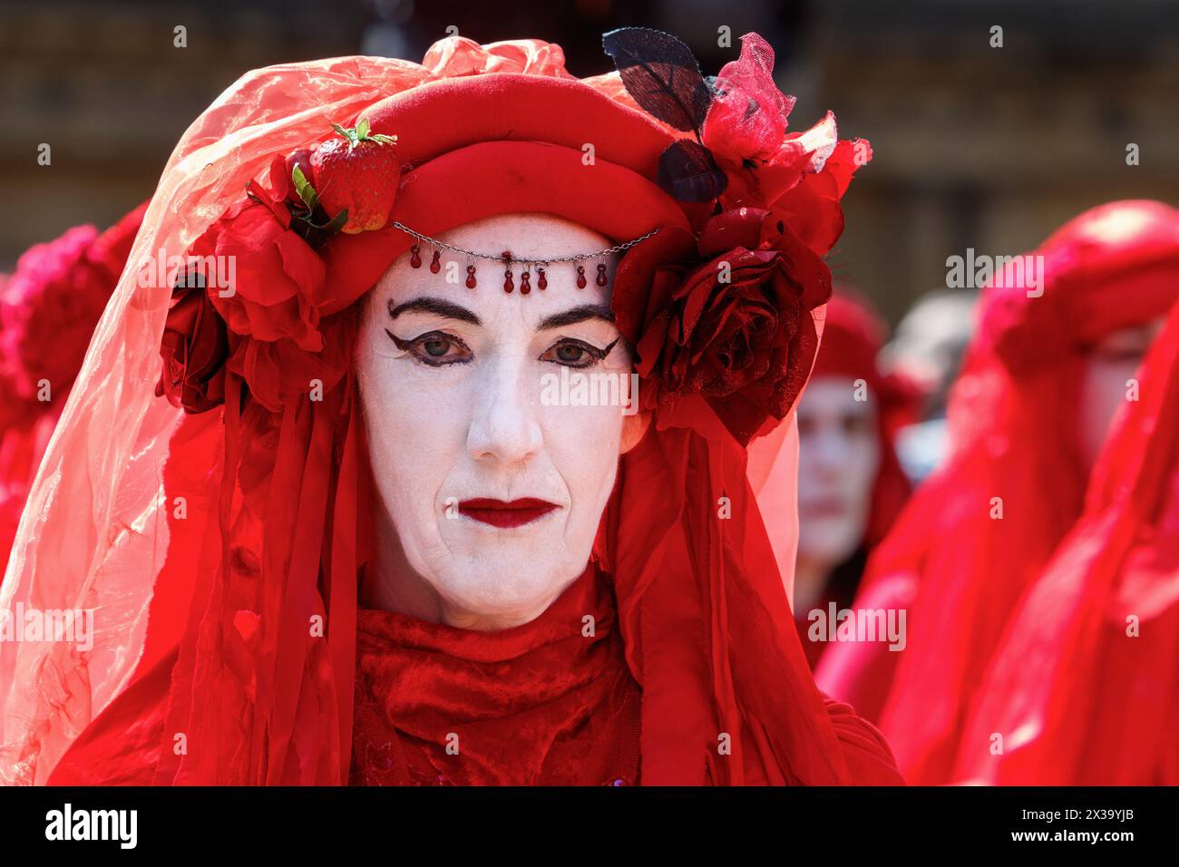 Members of the Red Rebel Brigade take part in a 'funeral for nature ...