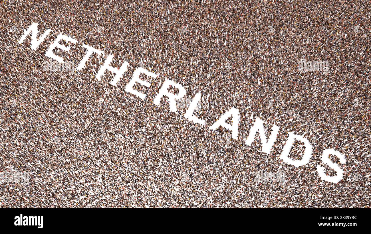 Concept or conceptual large community of people forming the word ...