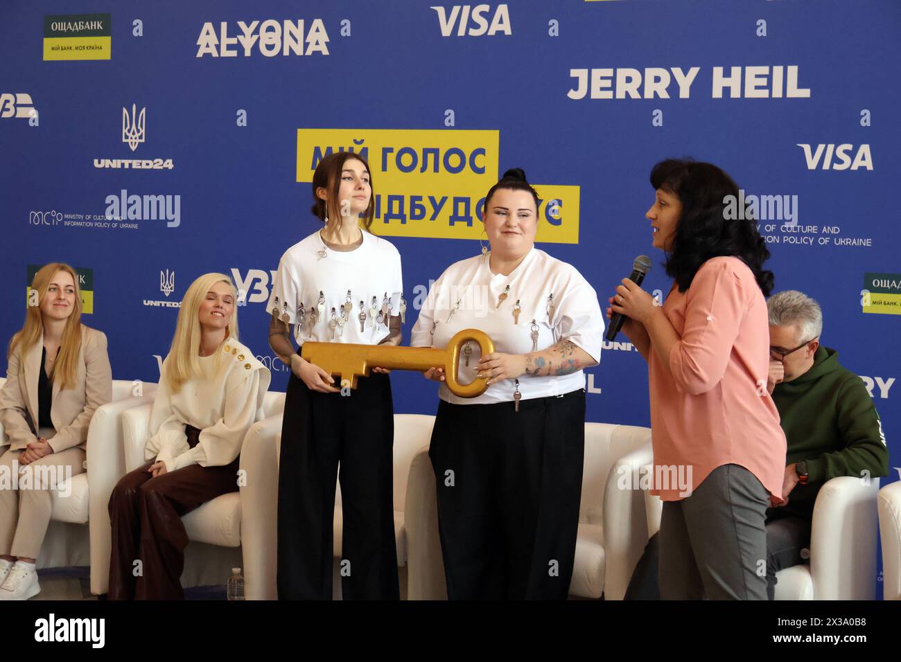 KYIV, UKRAINE - APRIL 25, 2024 - Singers Yana Shemaieva (Jerry Heil ...