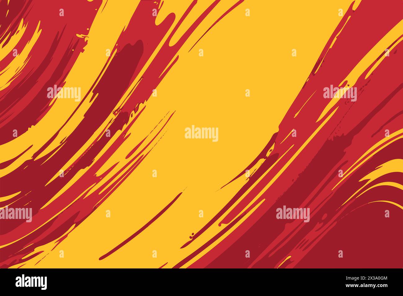 Vibrant abstract painting emulating the Spain flag with energetic red ...