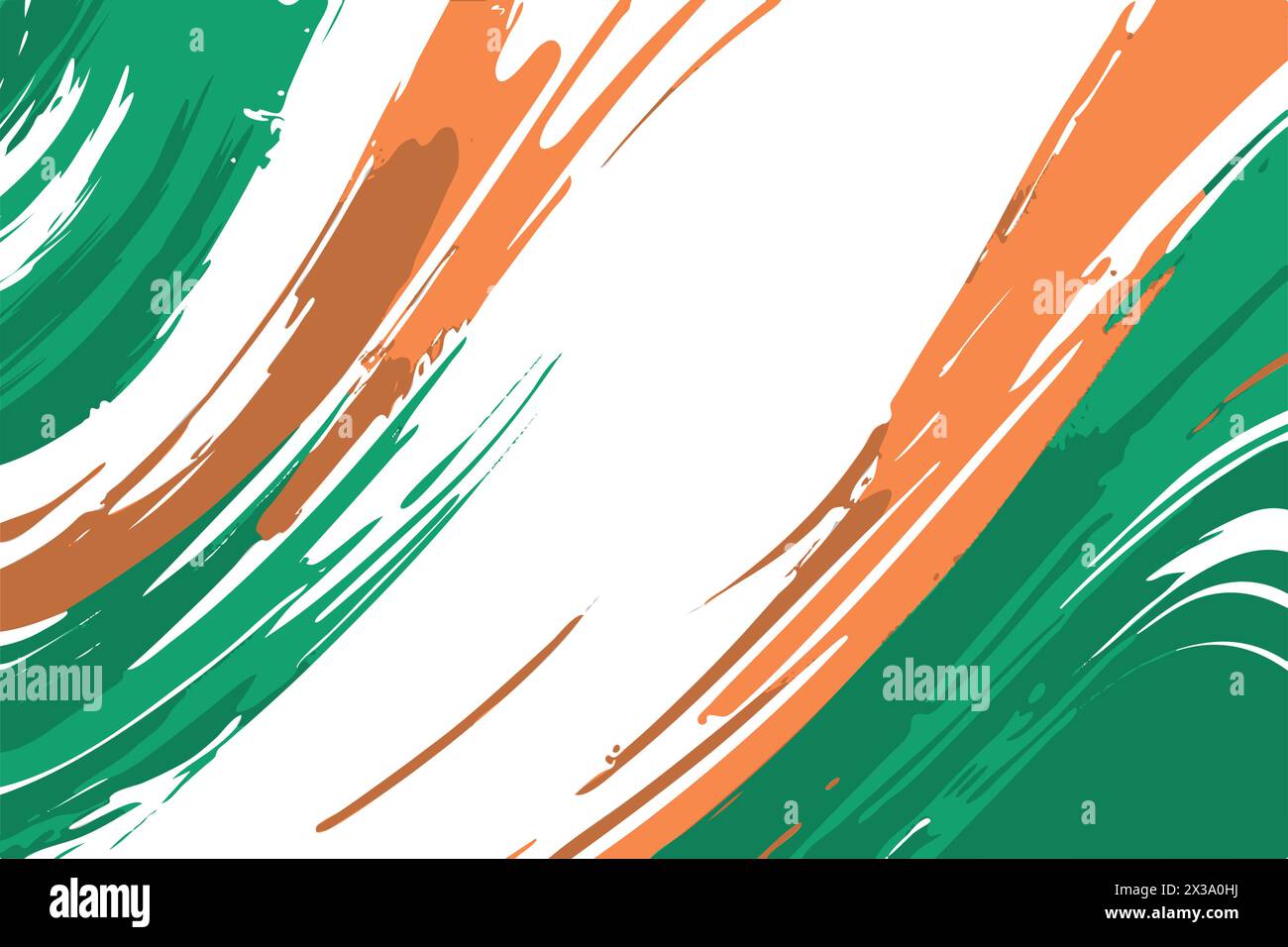 Vibrant abstract painting emulating the Ireland flag with energetic ...