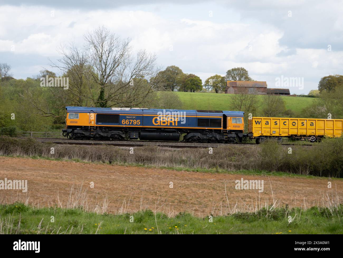 GBRf class 66 diesel locomotive No. 66795 "Bescot LDC" pulling Wascosa ...