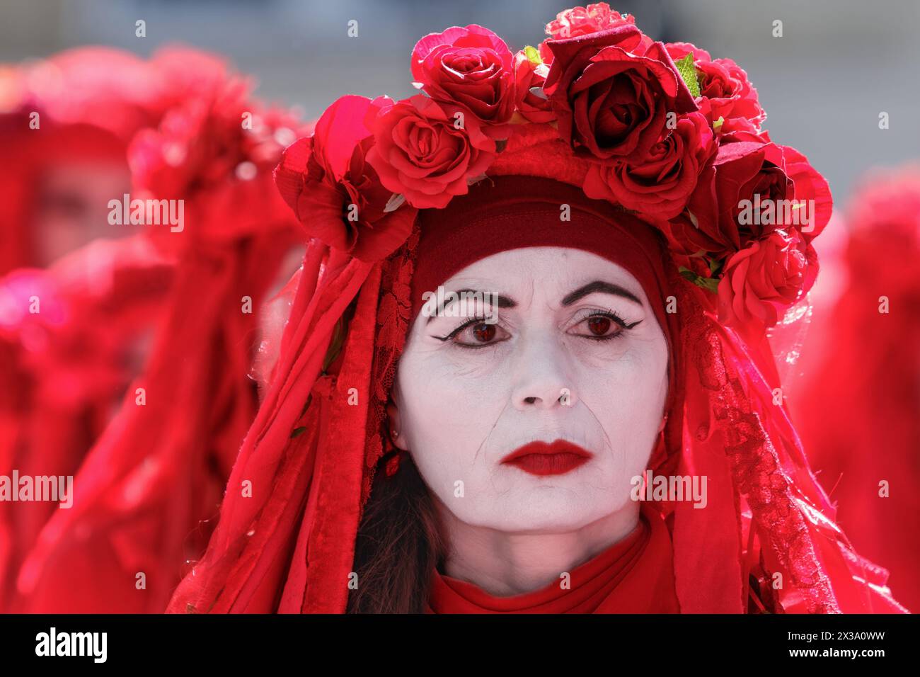 Members of the Red Rebel Brigade take part in a 'funeral for nature ...