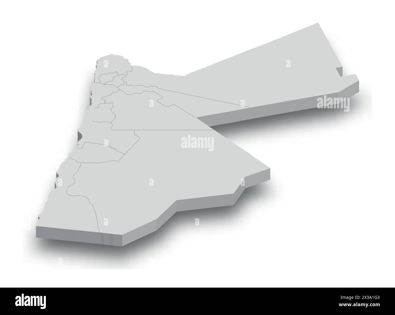 3d Jordan white map with regions isolated on white background Stock ...