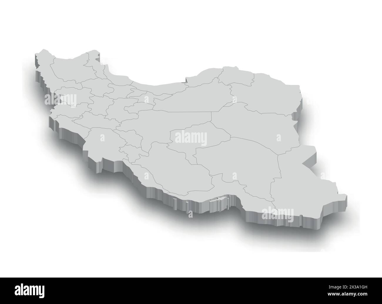 3d Iran white map with regions isolated on white background Stock ...