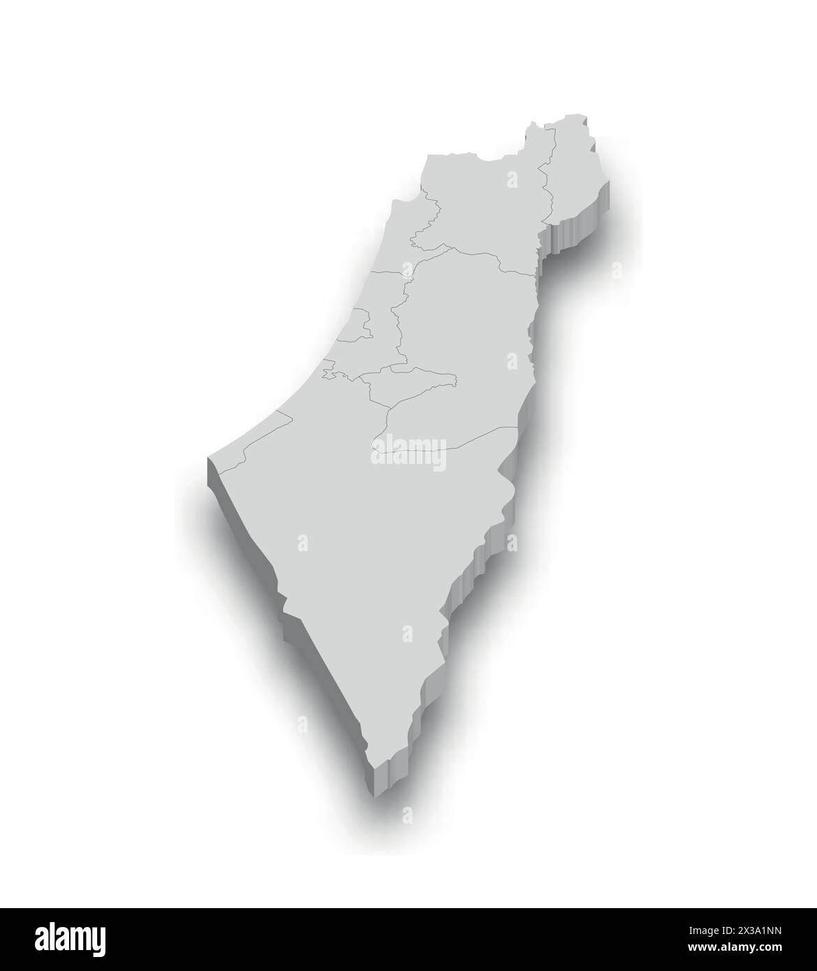 3d Israel white map with regions isolated on white background Stock ...