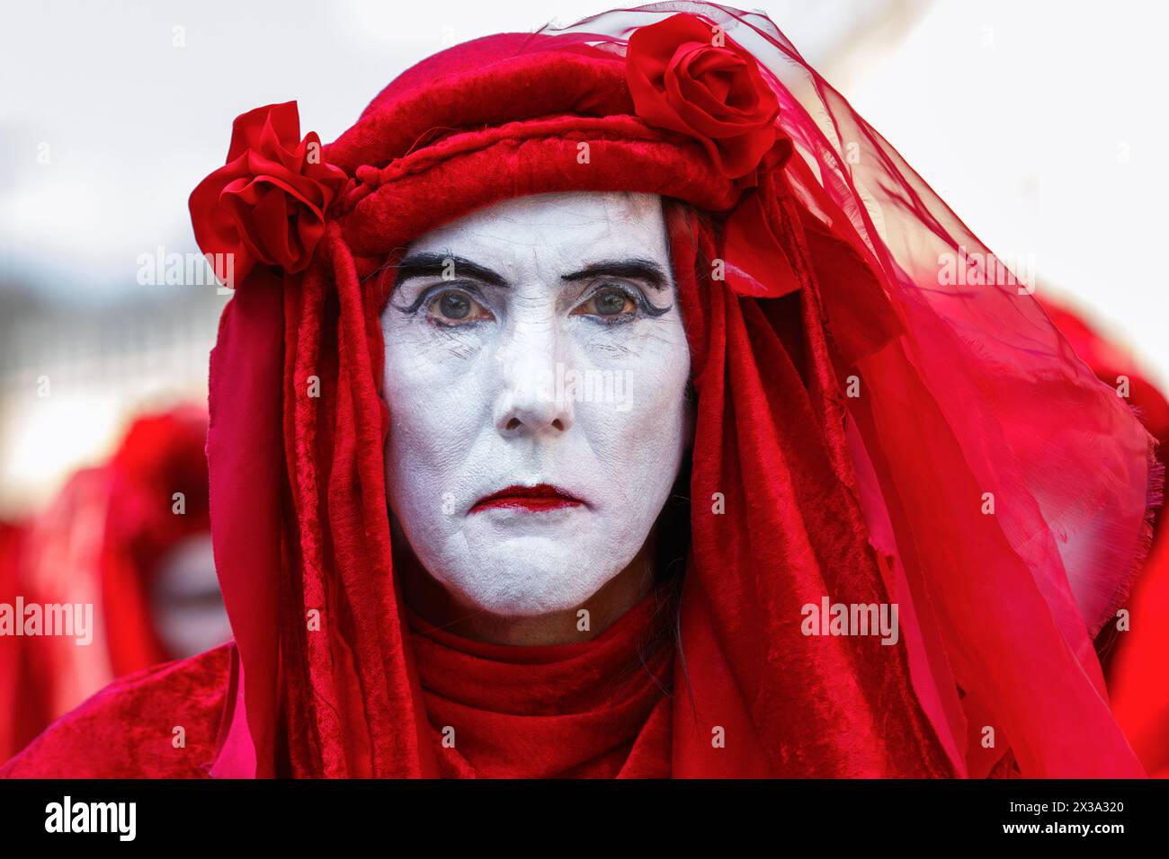 Members of the Red Rebel Brigade take part in a 'funeral for nature ...